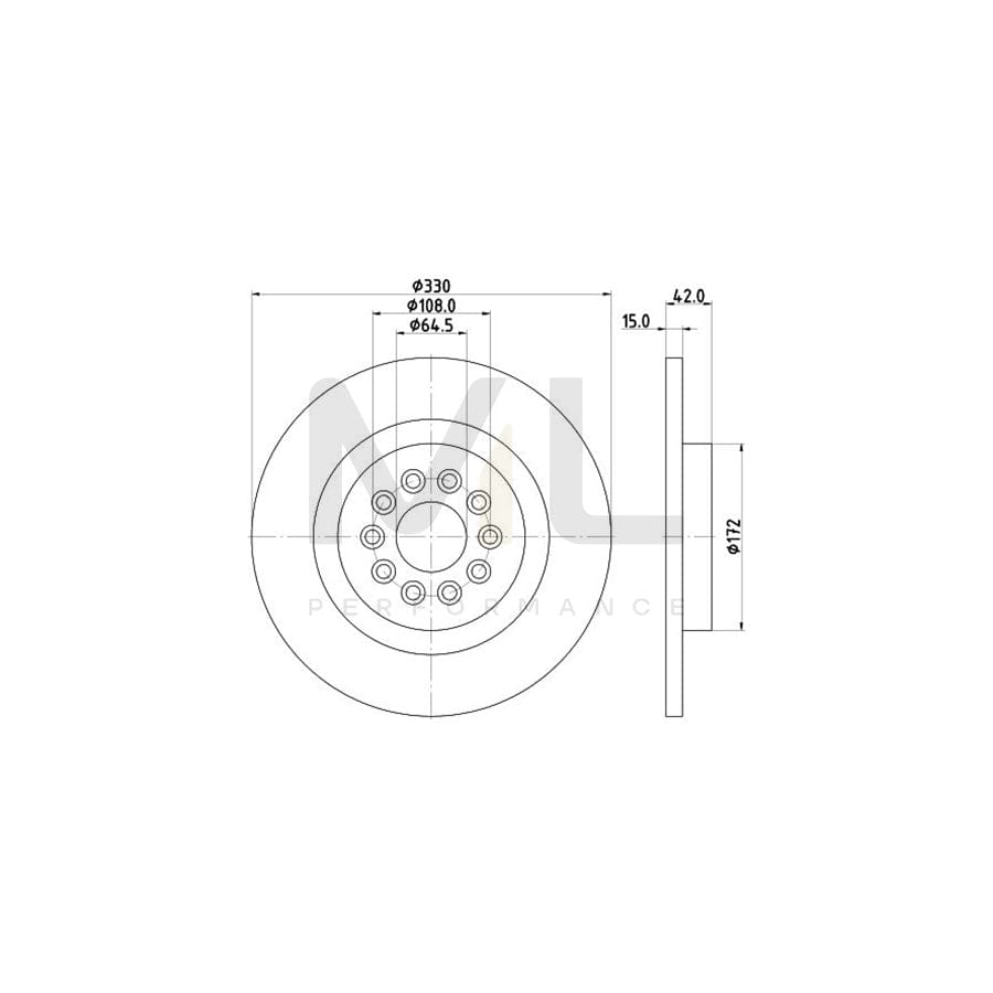 HELLA PRO 8DD 355 116-711 Brake Disc Solid, Coated, without wheel hub ...