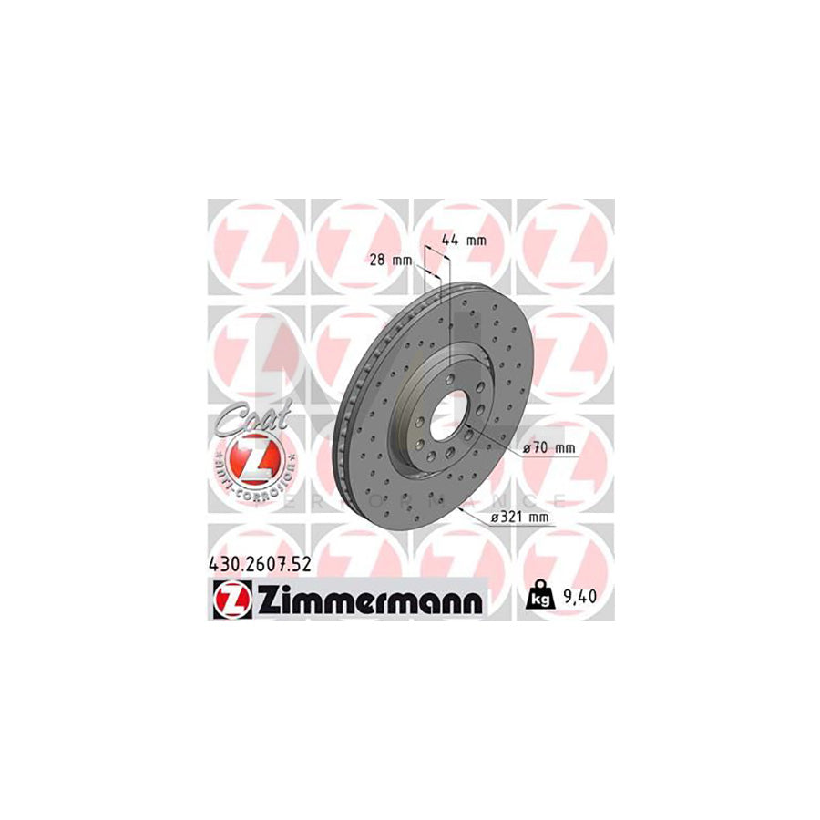 ZIMMERMANN SPORT COAT Z 430.2607.52 Brake Disc Internally Vented, Perf ...