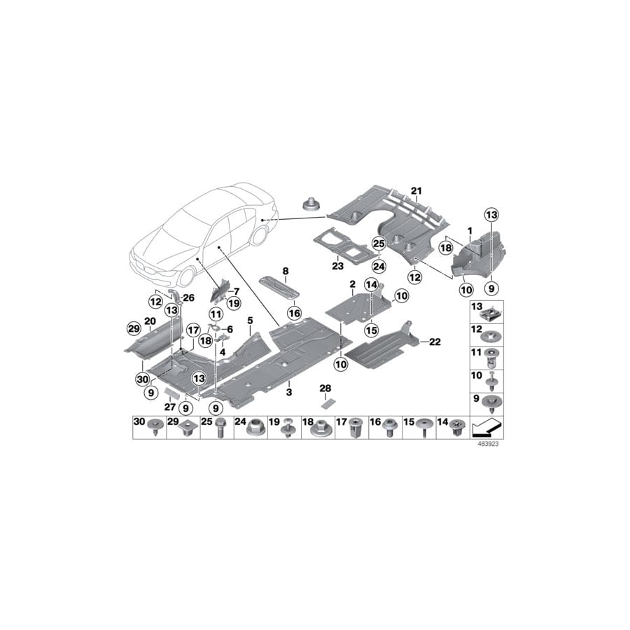 Genuine BMW 51757260770 F33 F82 F32 Underbody Panelling, Rear Right (I ...